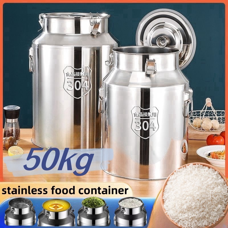 304 metal stainless Steel Rice Dispenser 50kg storage Sealed Food ...
