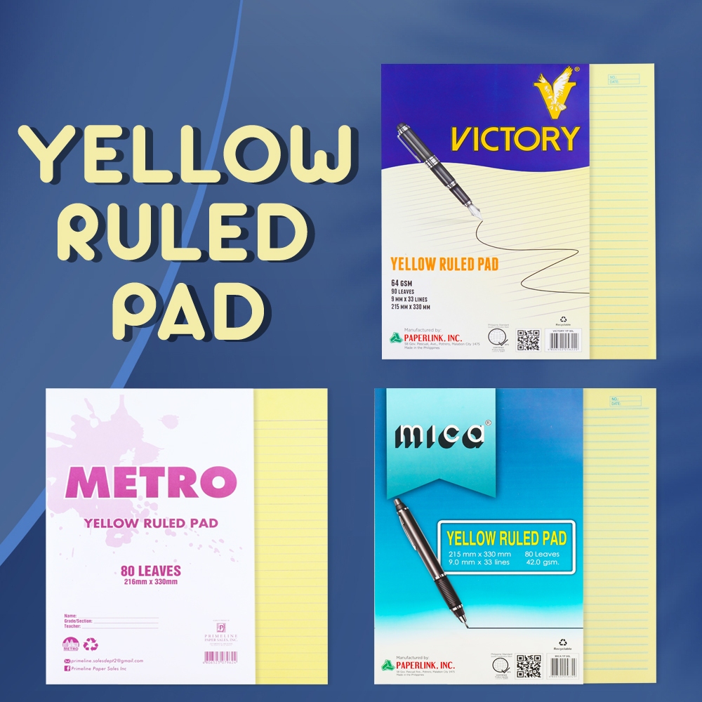 FCI Yellow Ruled Pad 80 leaves Victory / Mica / Metro 32 lines Premium ...