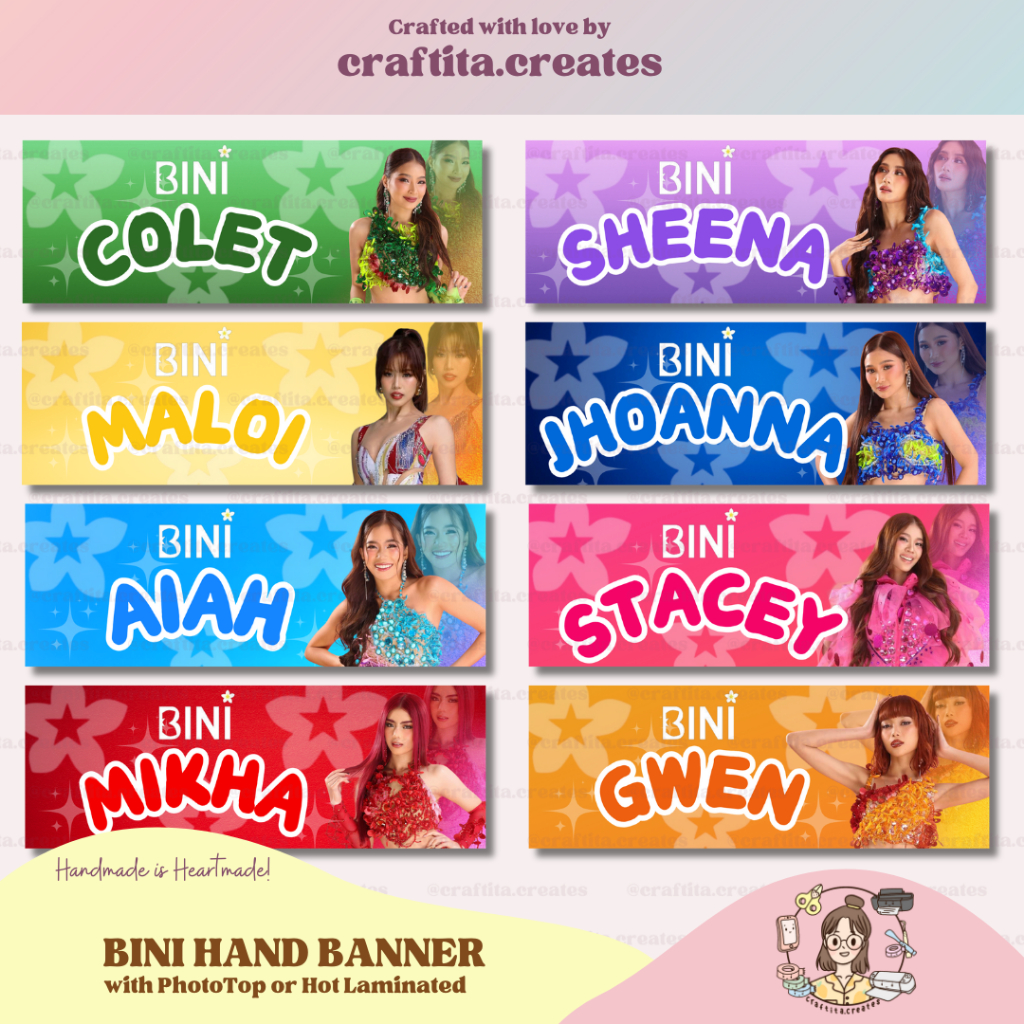 BINI HAND BANNER (SOLD BY 2PCS) | for concert and event (minimum 2pcs ...