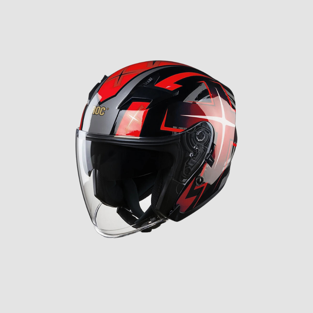 ROC R02 STINGER MODERN RED HALF FACE HELMET | Shopee Philippines