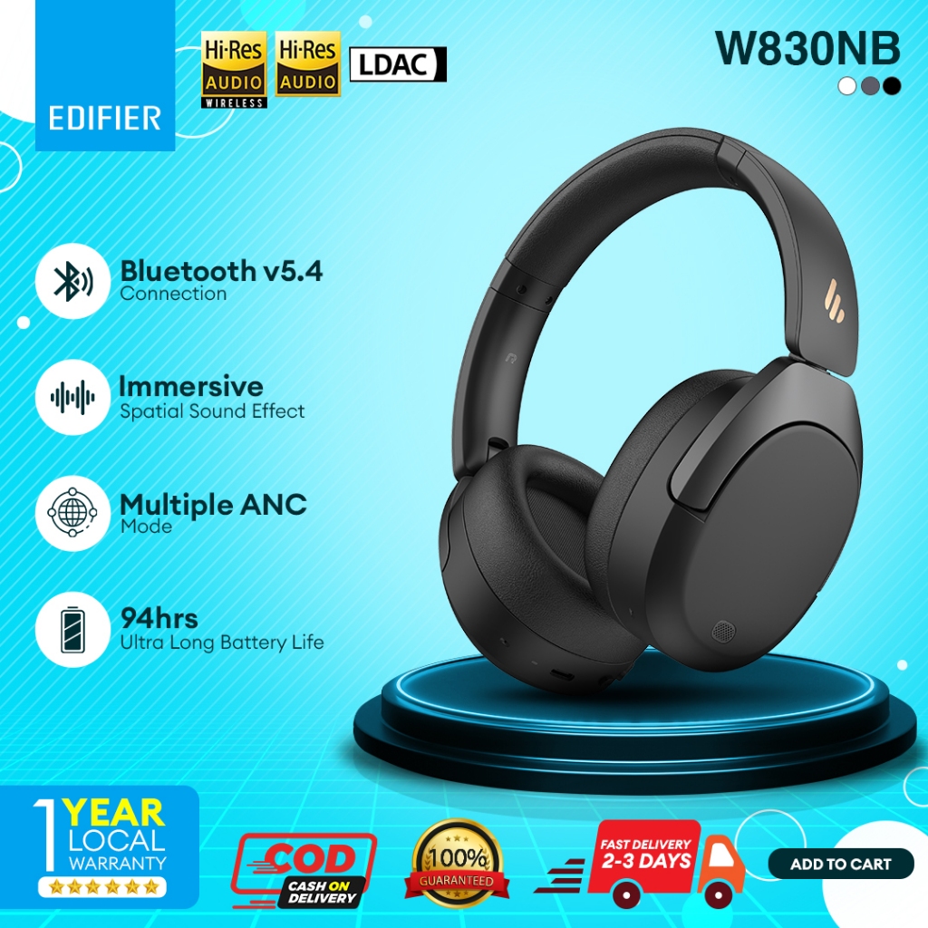 Edifier W830NB Wireless Over-ear Headphones with Active Noise ...