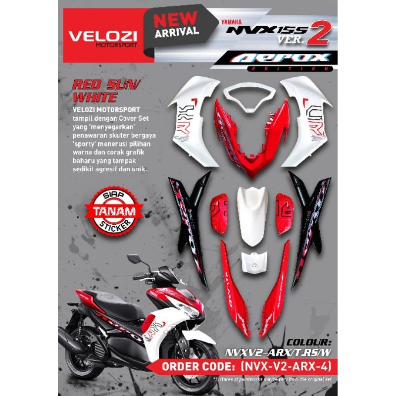 YAMAHA AEROX V2 COVER SET VELOZI WITH STICKER | Shopee Philippines