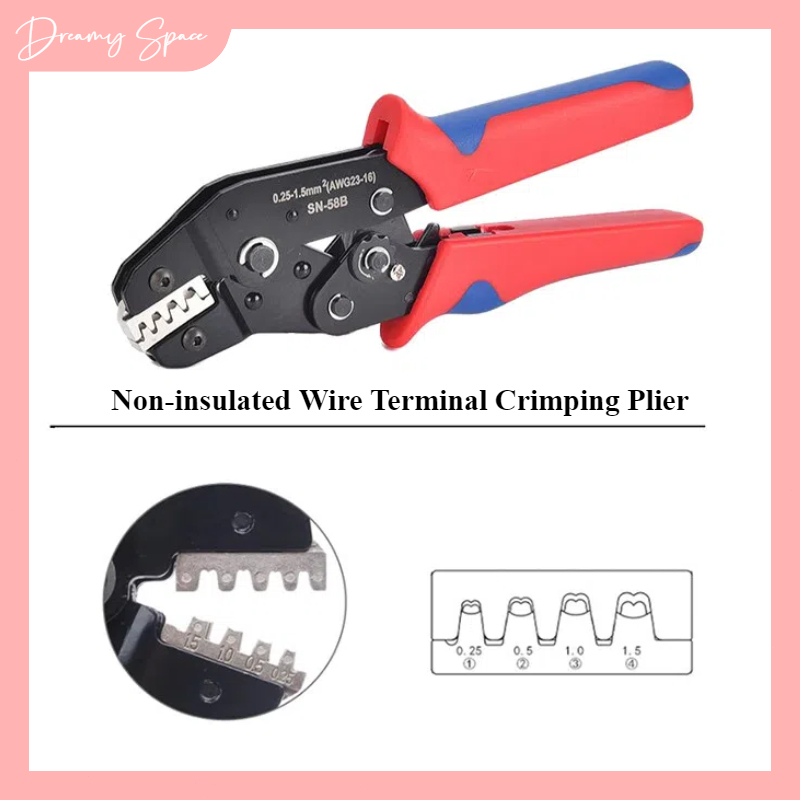 Non-insulated 23-16 AWG Open Barrel Crimping Tool 0.25-1.5mm², Ratcheting Crimper for Dupont ...