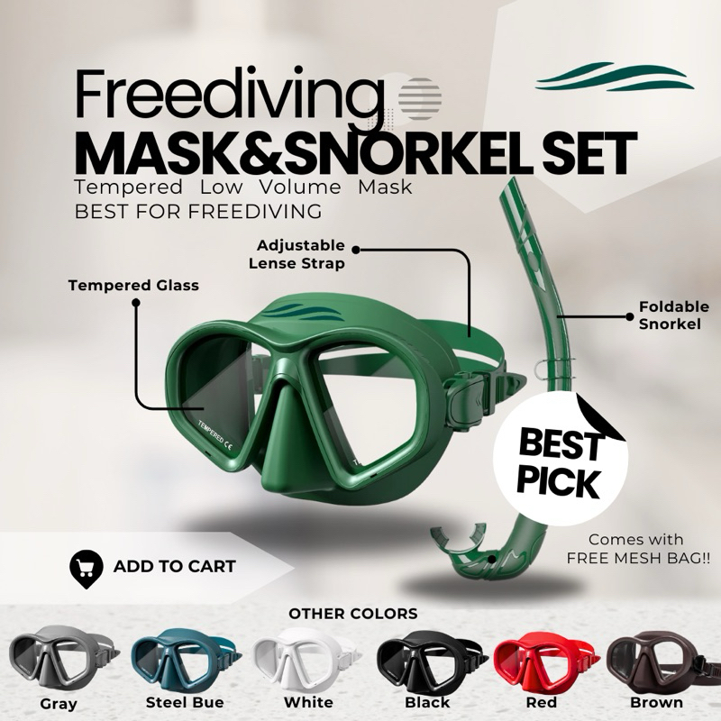 Abyss Freediving Mask Snorkel / Tempered Glass / Snorkeling / Low ...