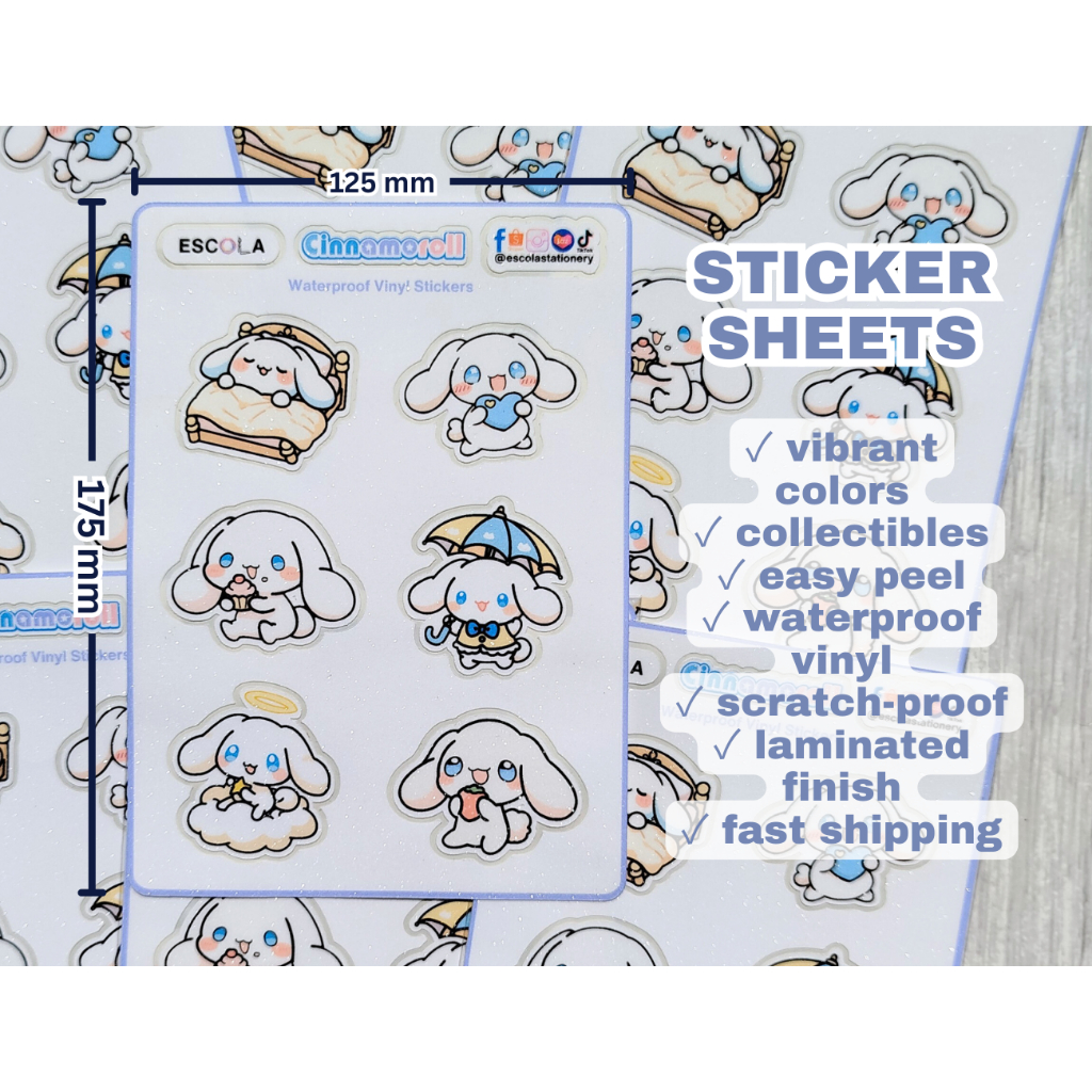 CINNAMOROLL INSPIRED WATERPROOF, SCRATCH PROOF, TEAR RESISTANT VINYL ...