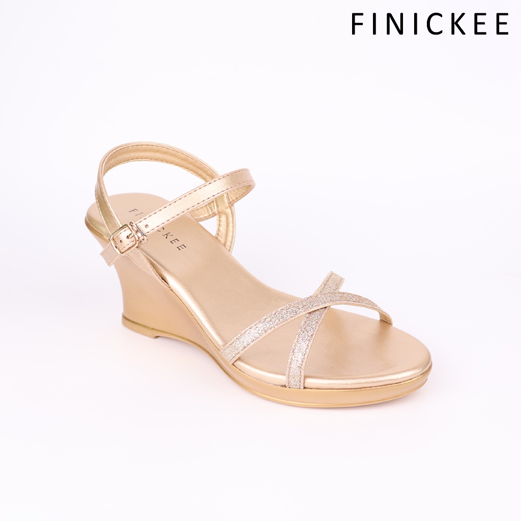 Finickee Hana Wedge Casual Sandals(Gold/Pewter) | Shopee Philippines