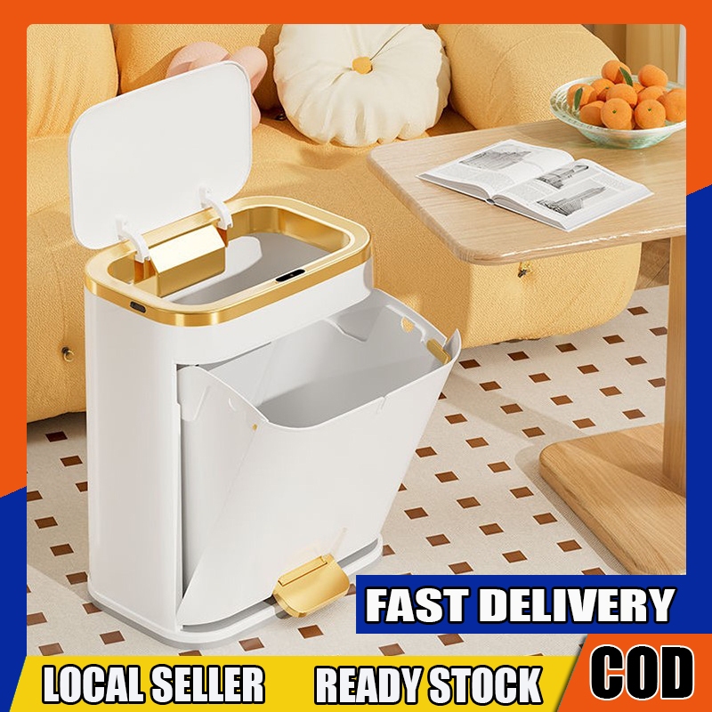 12L Household Garbage Bin Foot Operated/Flip Type Dual-Use Garbage Bin ...