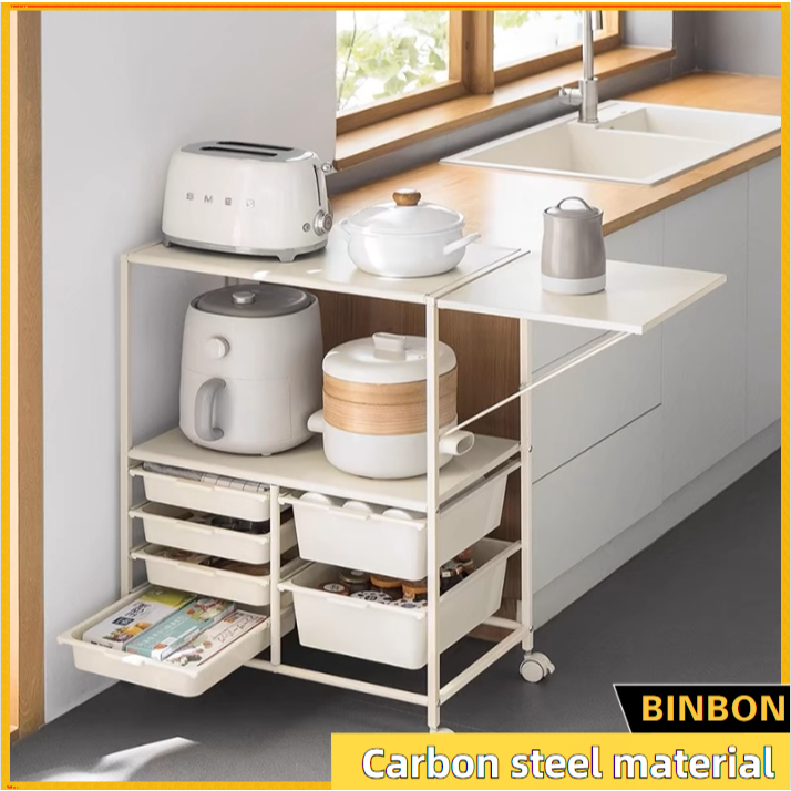 Kitchen Rack Trolley Cart Expandable Worktop Multi Functional Household ...