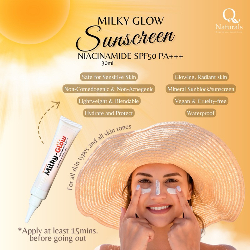 QNATURALS MILKYGLOW NIACINAMIDE SUNSCREEN WITH SPF50 PA+++ 30ML GEL CREAM | Shopee Philippines