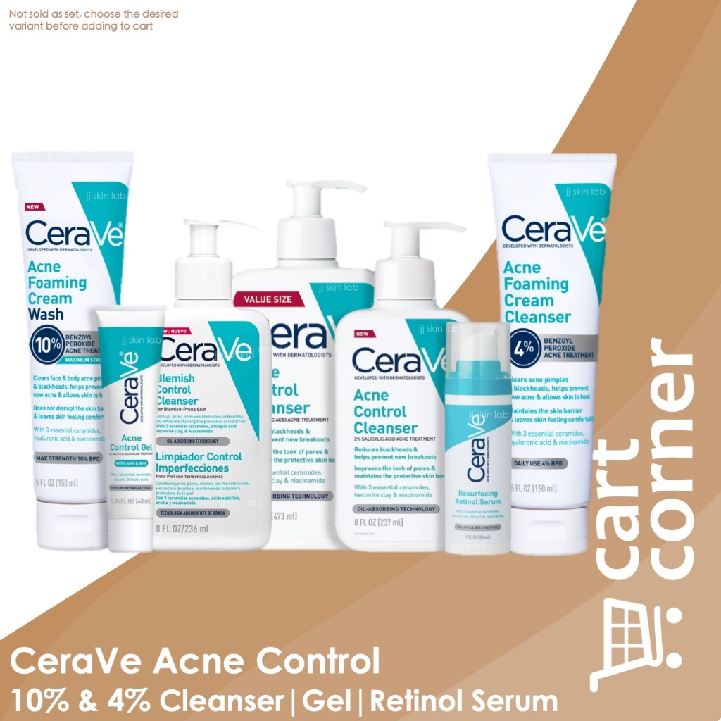 CeraVe 10% | 4% Acne Control | Blemish Control Foaming Cleanser ...