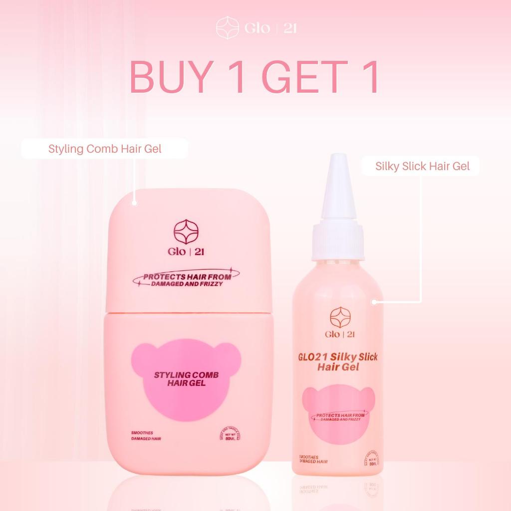 GLO21 SHAPING HAIR GEL WITH STYLING COMB+GLO21 Silky Slick Hair Gel ...