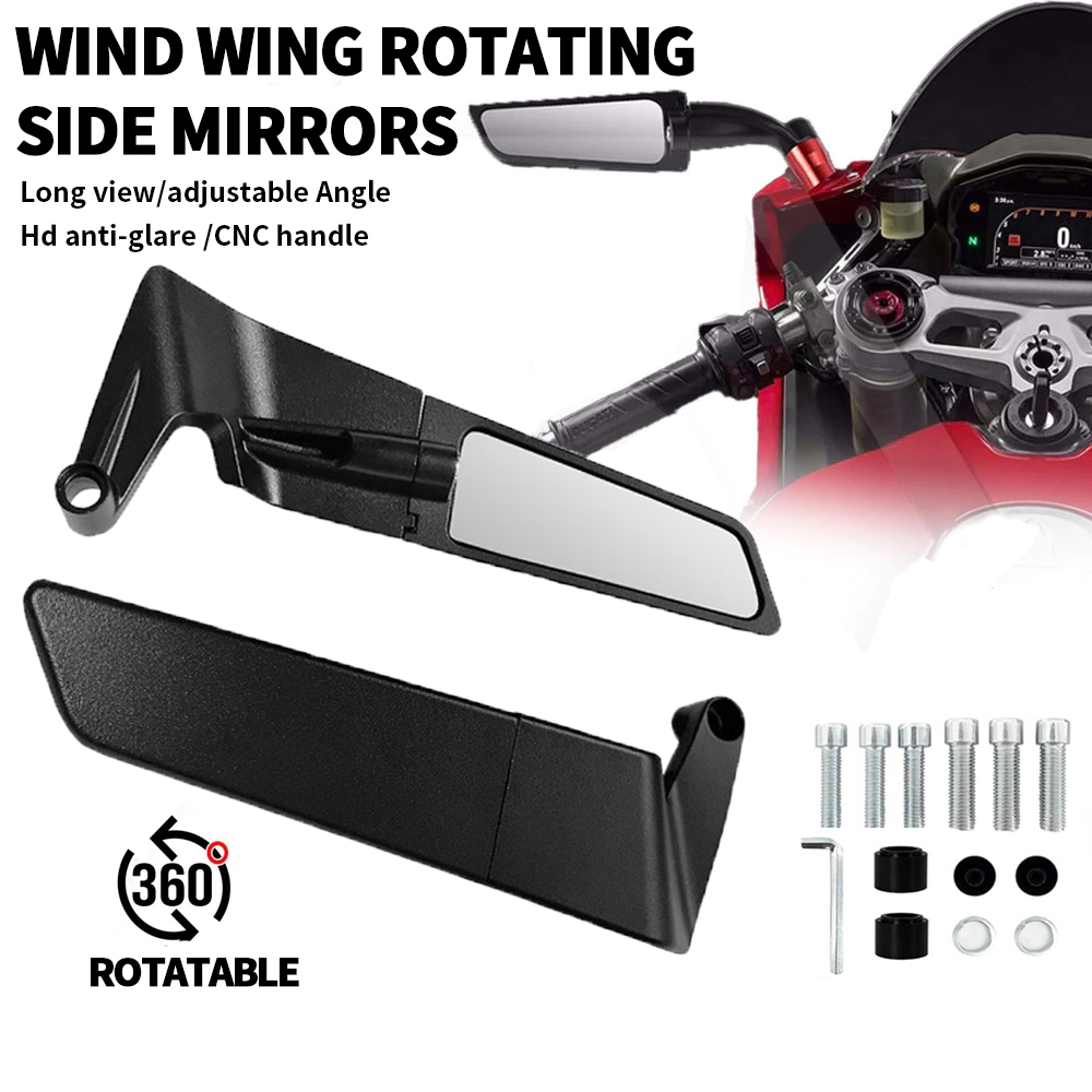 Wind Wing Rotating Side Mirror Motorcycle Rearview Mirrors Reduces Wind ...