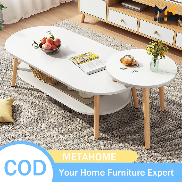 Wooden double-storey combined children's table living room tea table ...