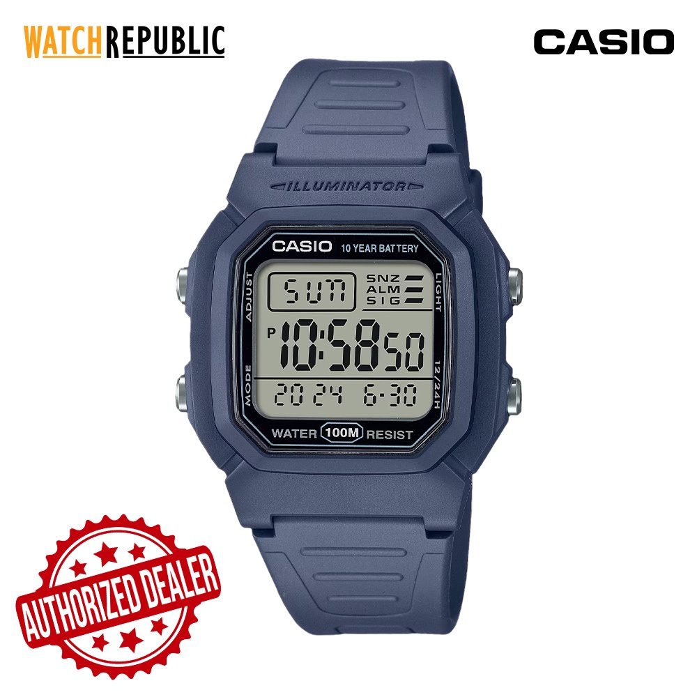 Casio Vintage Digital Resin Blue Resin Digital Watch For Unisex W-800H ...