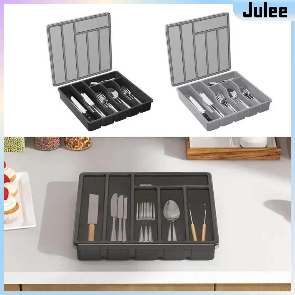Cutlery Organizer With Cover Kitchen Spoon And Fork Utensil Flatware ...