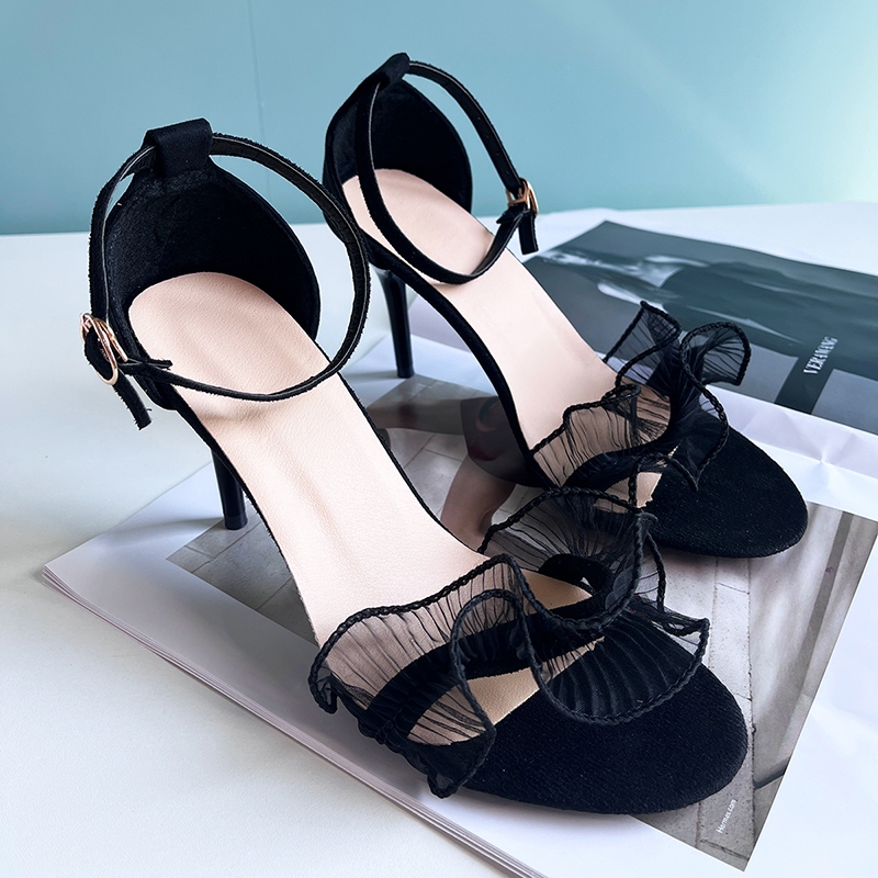 High heels summer new lace sandals women's sense fine heeled open-toe ...