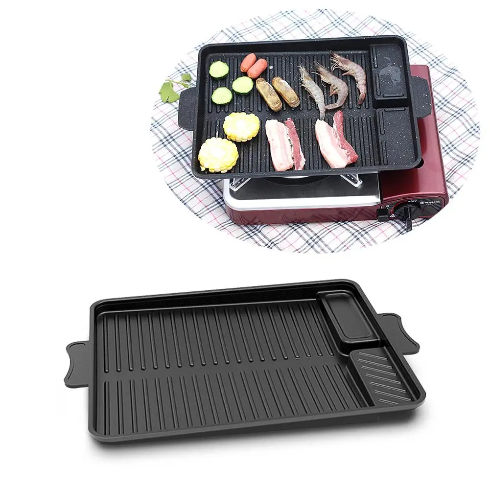 Non-Stick Barbecue Grill Pan Plate Gas Stove Cooker Plate Camping Grill ...
