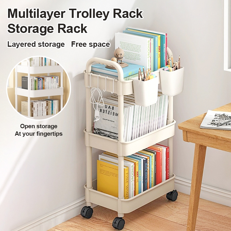 JC Trolley Cart Moving Rack Kitchen Storage Shelf 3 Tier Cabinets ...