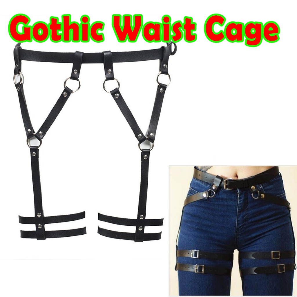 Gothic Adjustable Waist Cage Suspender Waist Leg Cage Belt Harness ...