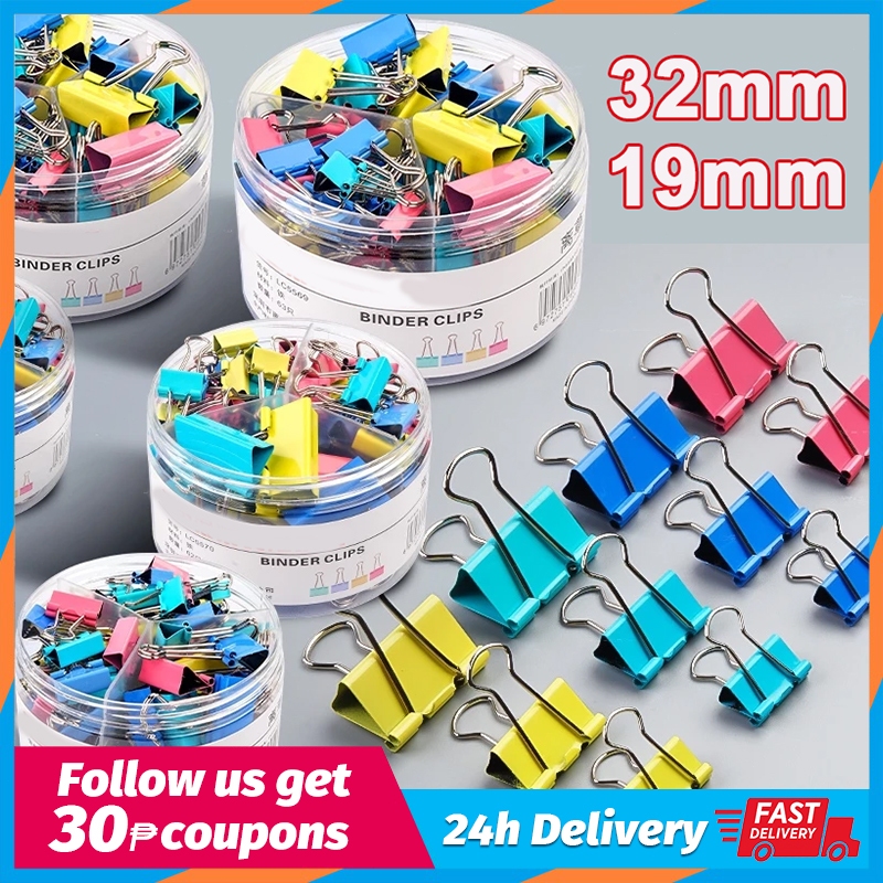 Color Binder Clips Paper 19/32mm Multipurpose School Metal Binder Clip ...