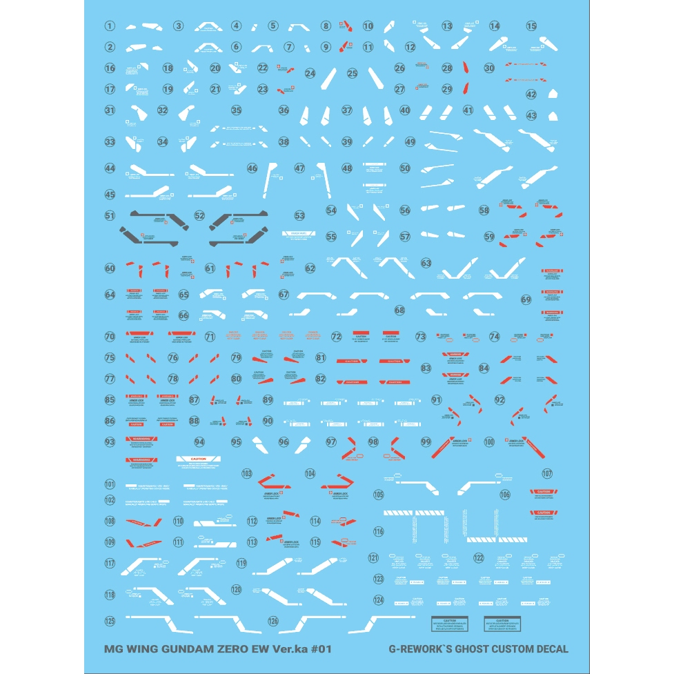 G-REWORK WATERSLIDE DECALS FOR MG 1/100 WING GUNDAM ZERO VER KA ...