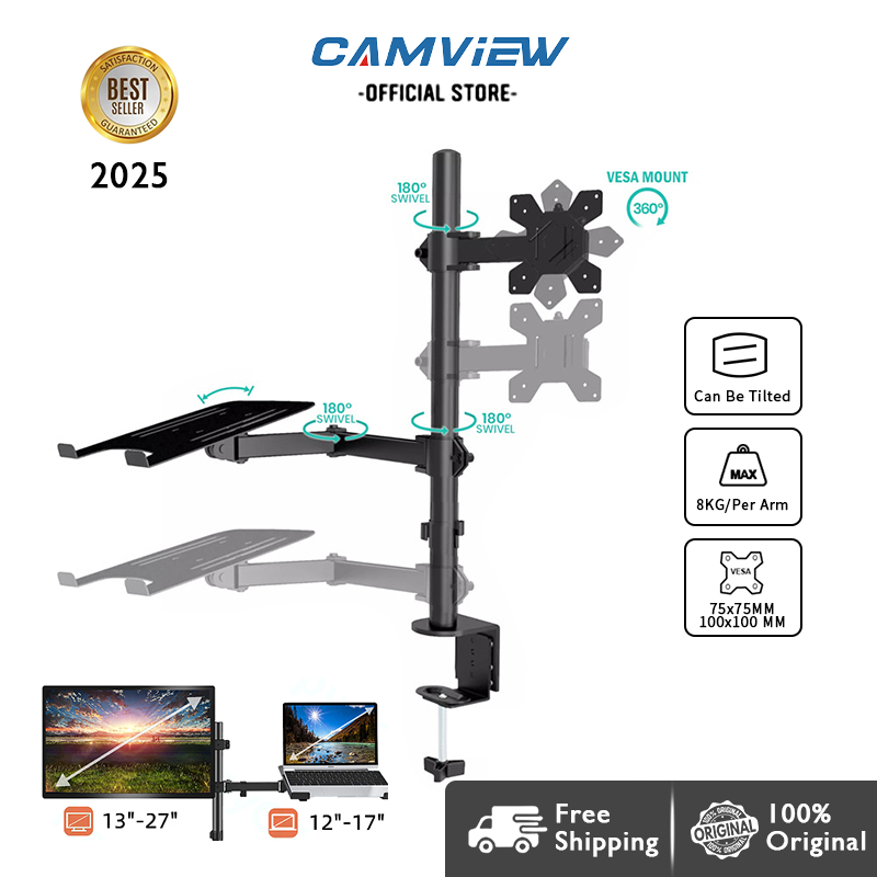 CAMVIEW Monitor Bracket and Laptop Stand Mount Adjustable Monitor Arm ...