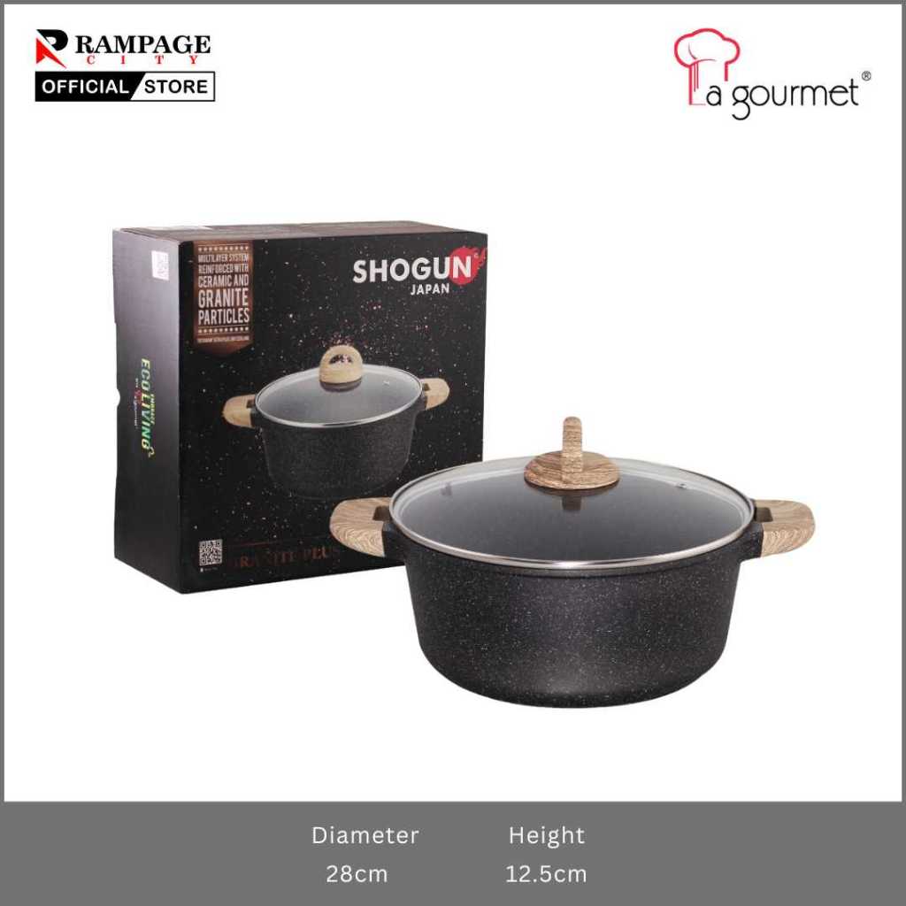 Shogun Granite Cookware Plus 28 x 12.5cm High Nonstick Casserole Pot ...