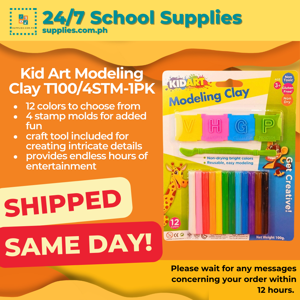 Kid Art Modeling Clay 12 Colors with 4 Stamp Molds, 1 Craft Tool T100 ...