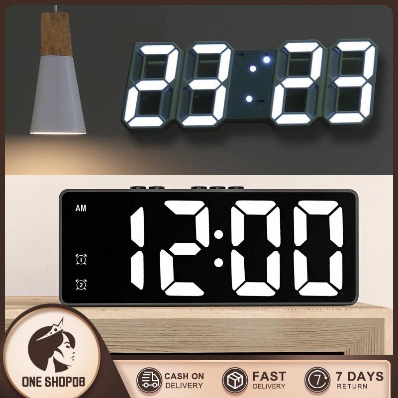 3D LED Digital Clock Adjustable LED Digital Plastic Clock Night Light ...