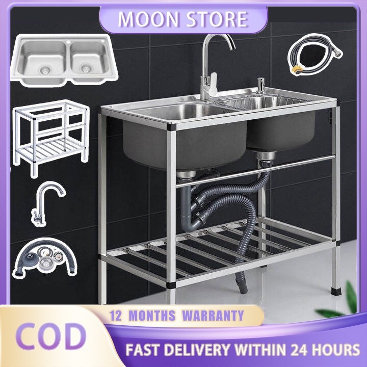 Portable Kitchen Sink With Faucet 304 Stainless Steel Stand Portable ...