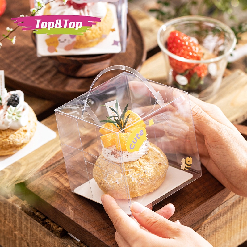4/5/6Inch Transparent Acetate Cake Box With Handle Mini Cake Box Square ...
