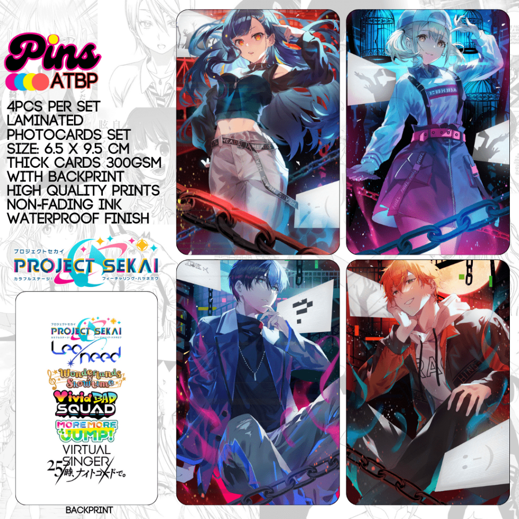 4PCS Project Sekai Anime Collectible Laminated Photocards Set - Pins ...