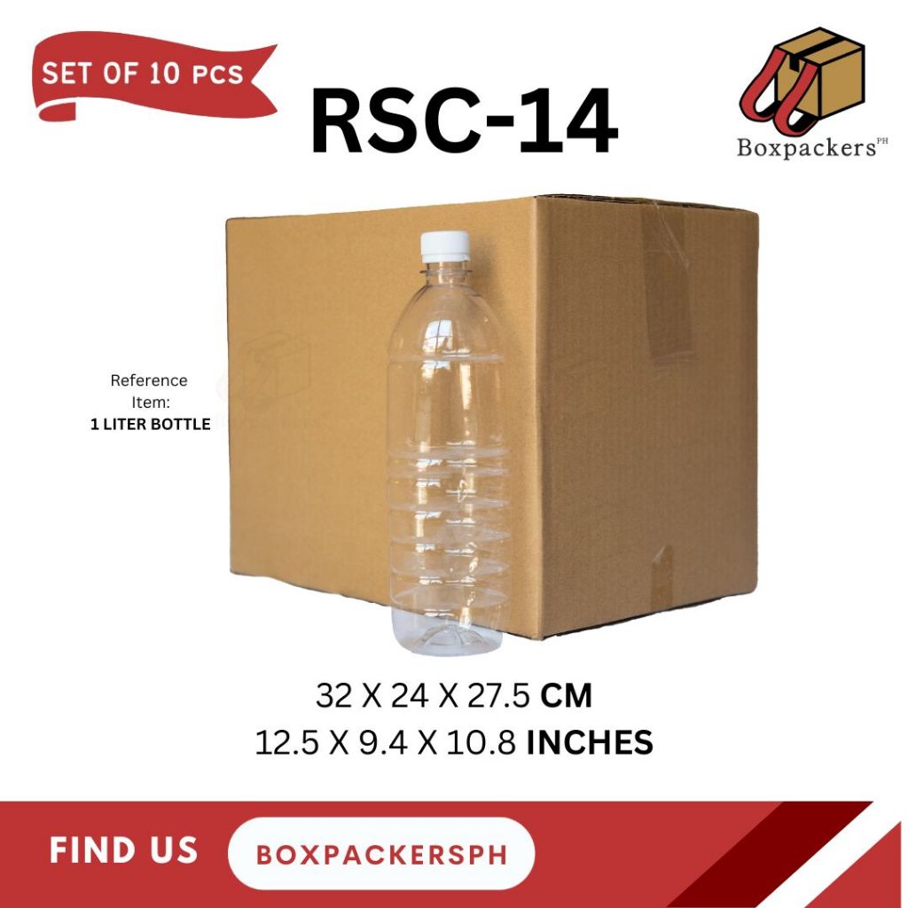 BOXPACKERS PH RSC14 SET OF 10 SIZE 32 X 24 X 27.5 CM 12 x 1 Liter Corrugated Carton Shipping Box ...