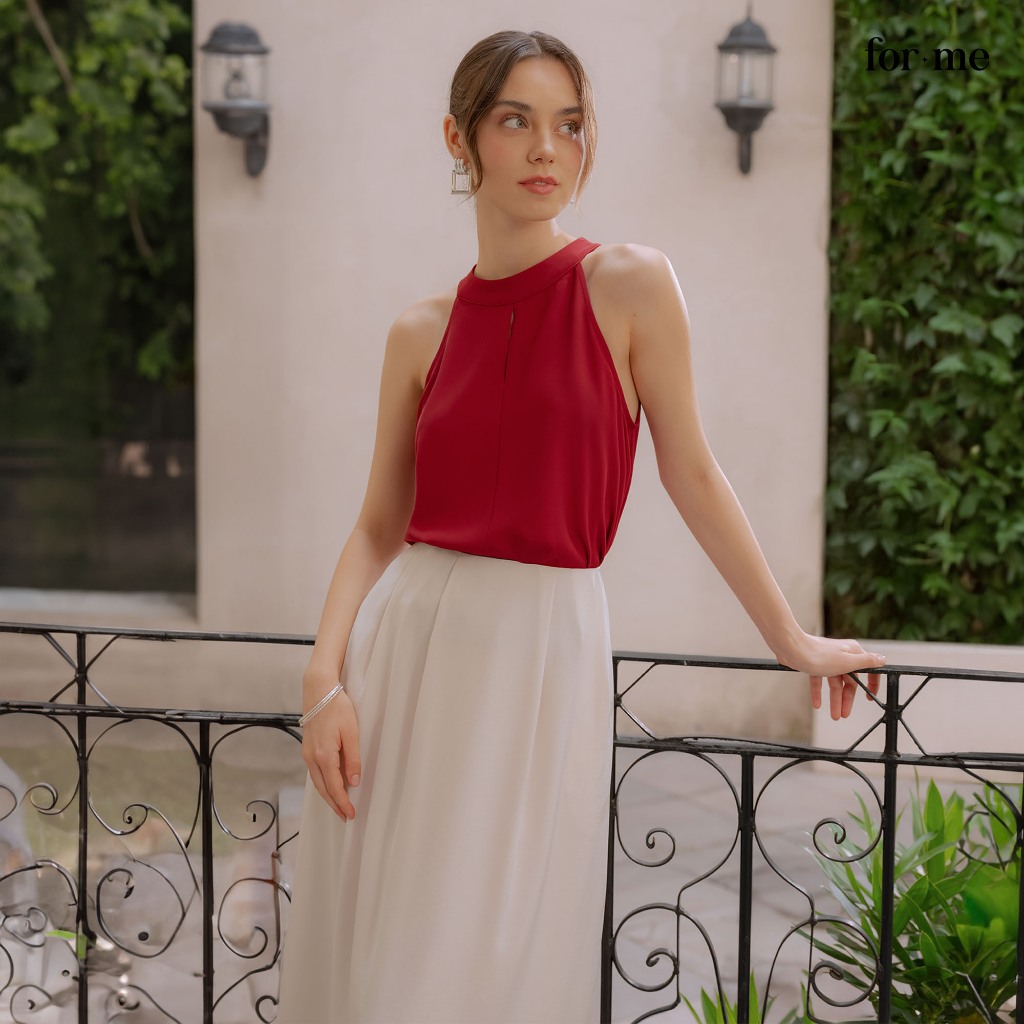 ForMe Halter Top With Front Slit Detail For Women (Red) | Shopee ...