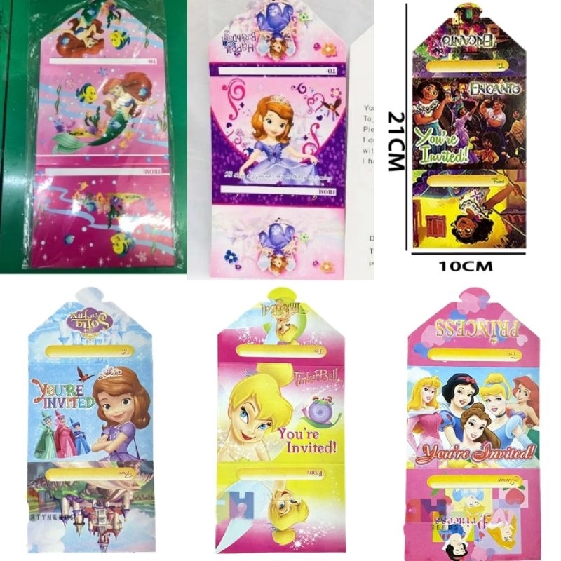 10pcs Disney Princess Character Invitation Cards Sofia Encanto Little ...