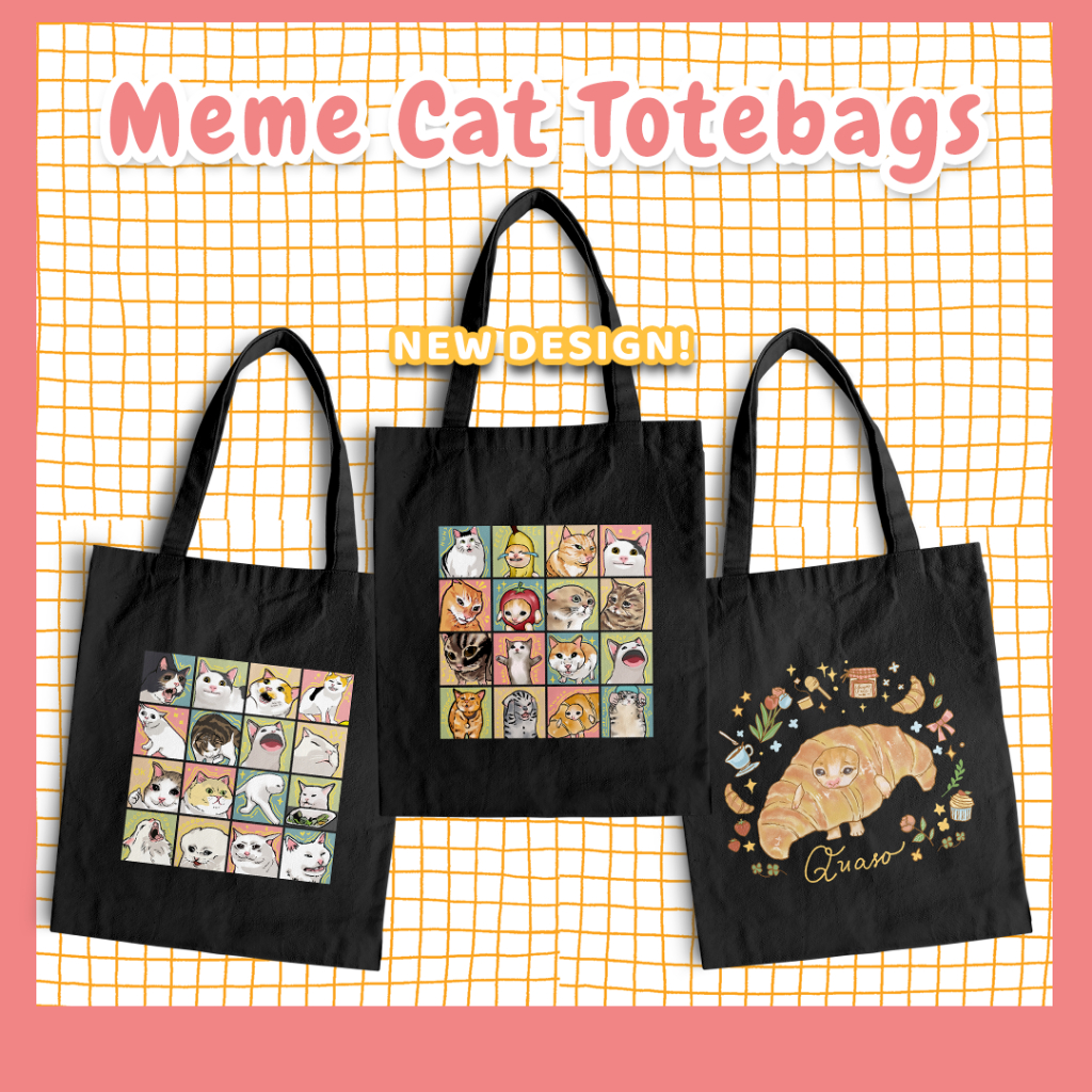 Black Cat Memes Totebag with Zipper for Pre Order | Shopee Philippines