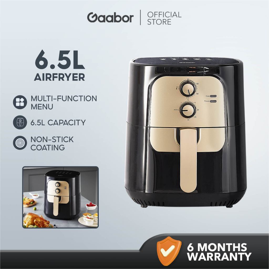 Gaabor Air Fryer Big Capacity Dual Control Knobs Non-Stick Coating & 8 ...