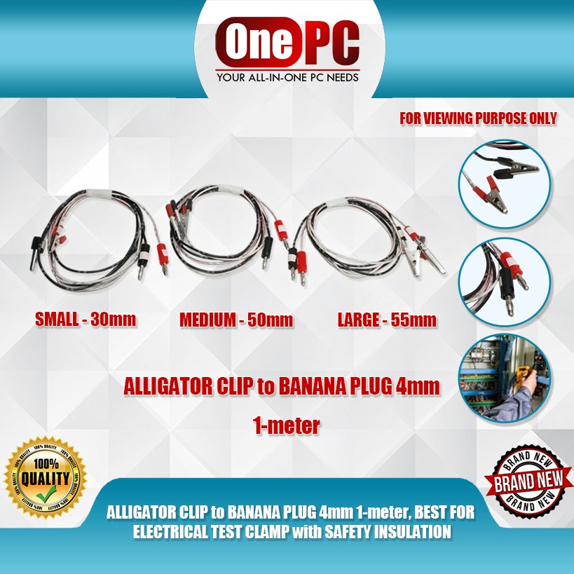 ONE PC ALLIGATOR CLIP to BANANA PLUG 4mm 1-meter, BEST FOR ELECTRICAL ...