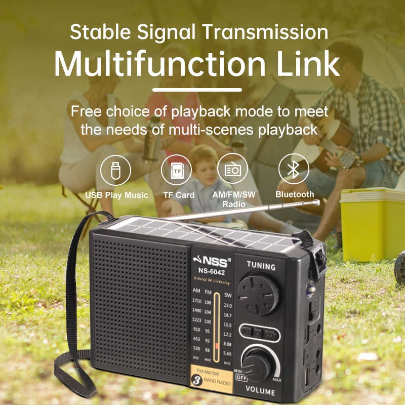 NSS Solar Radio Portable radio Bluetooth Speaker with 3 BAND FM/AM/SW ...