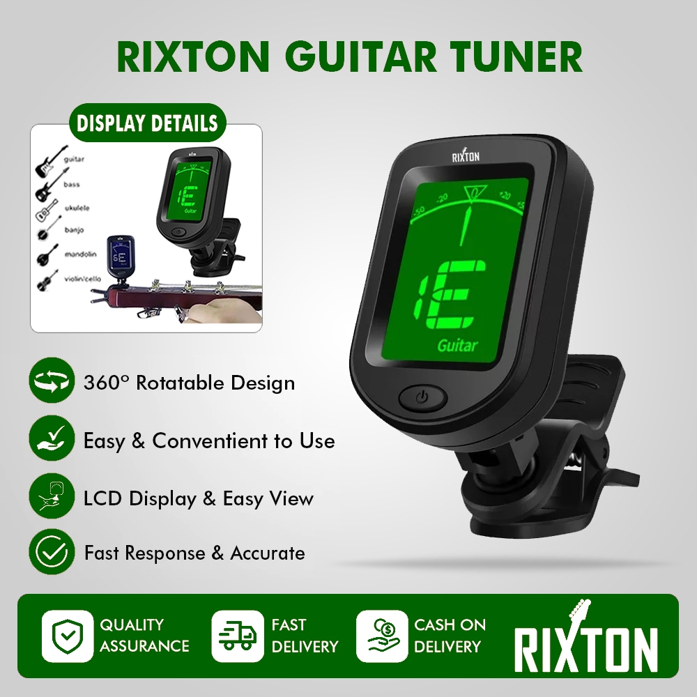 Rixton Guitar Tuner Rotatable Clip-On Tuner Display For Chromatic ...