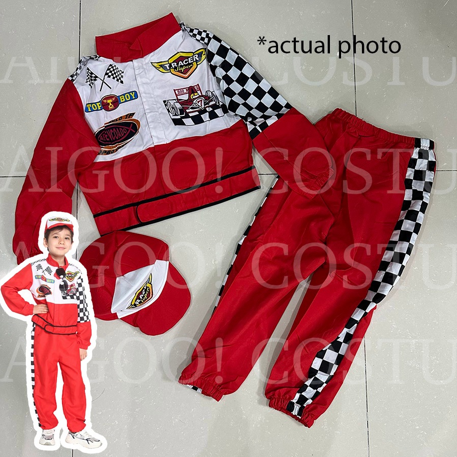 Racing Costume for Boys Kids Racecar Driver Intrams Sports Cosplay ...