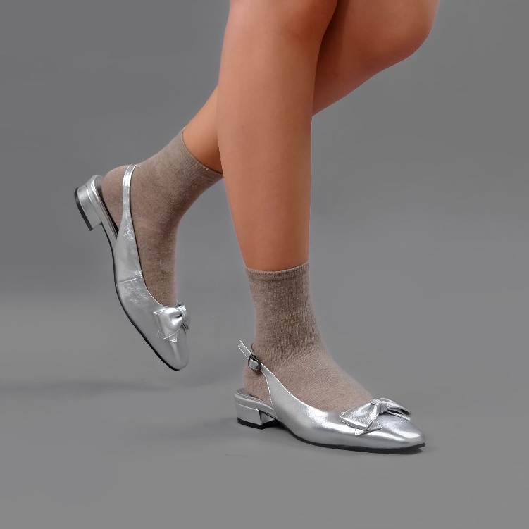 Pabder CS4735 Ribbon Round Toe Sling-Back Sandals Silver | Shopee ...