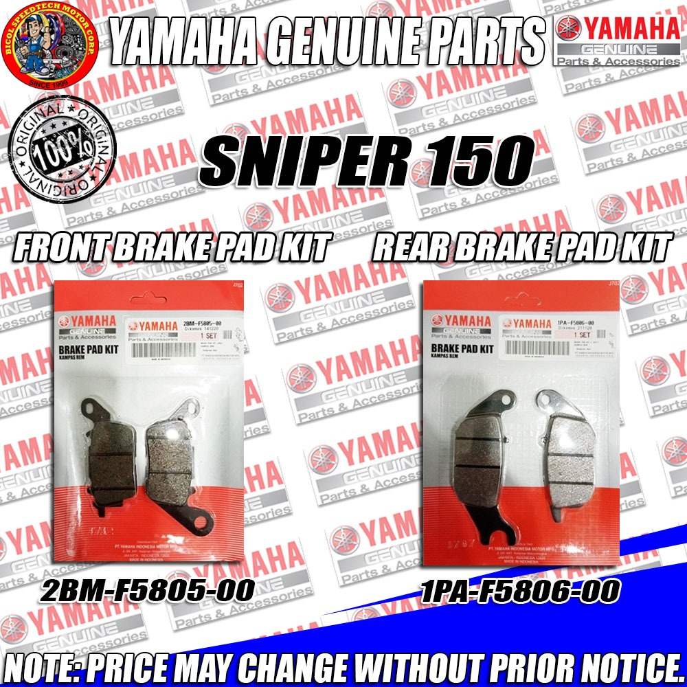SNIPER 150/ 155 FRONT BRAKE PAD KIT & REAR BRAKE PAD KIT (YGP) (Genuine ...