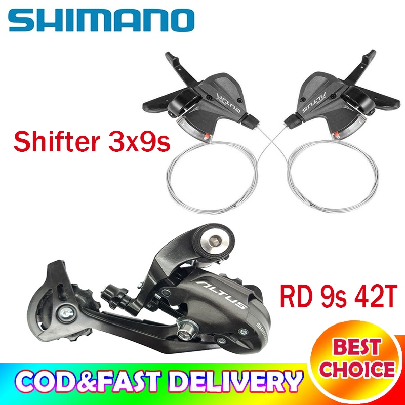 Shimano Altus SL-M370 3x9-Speed Shifter Groupset RD-M370 Rear Derailleur 9-Speed Rear Derailleur ...