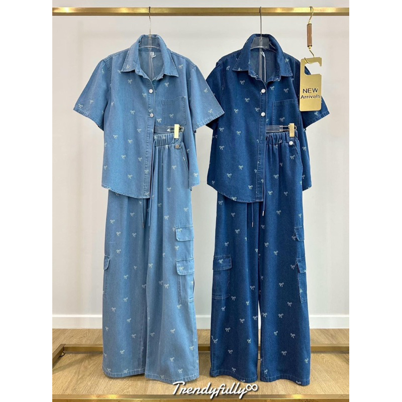 RRX Ribbon Denim Terno Pants #7782 | Shopee Philippines