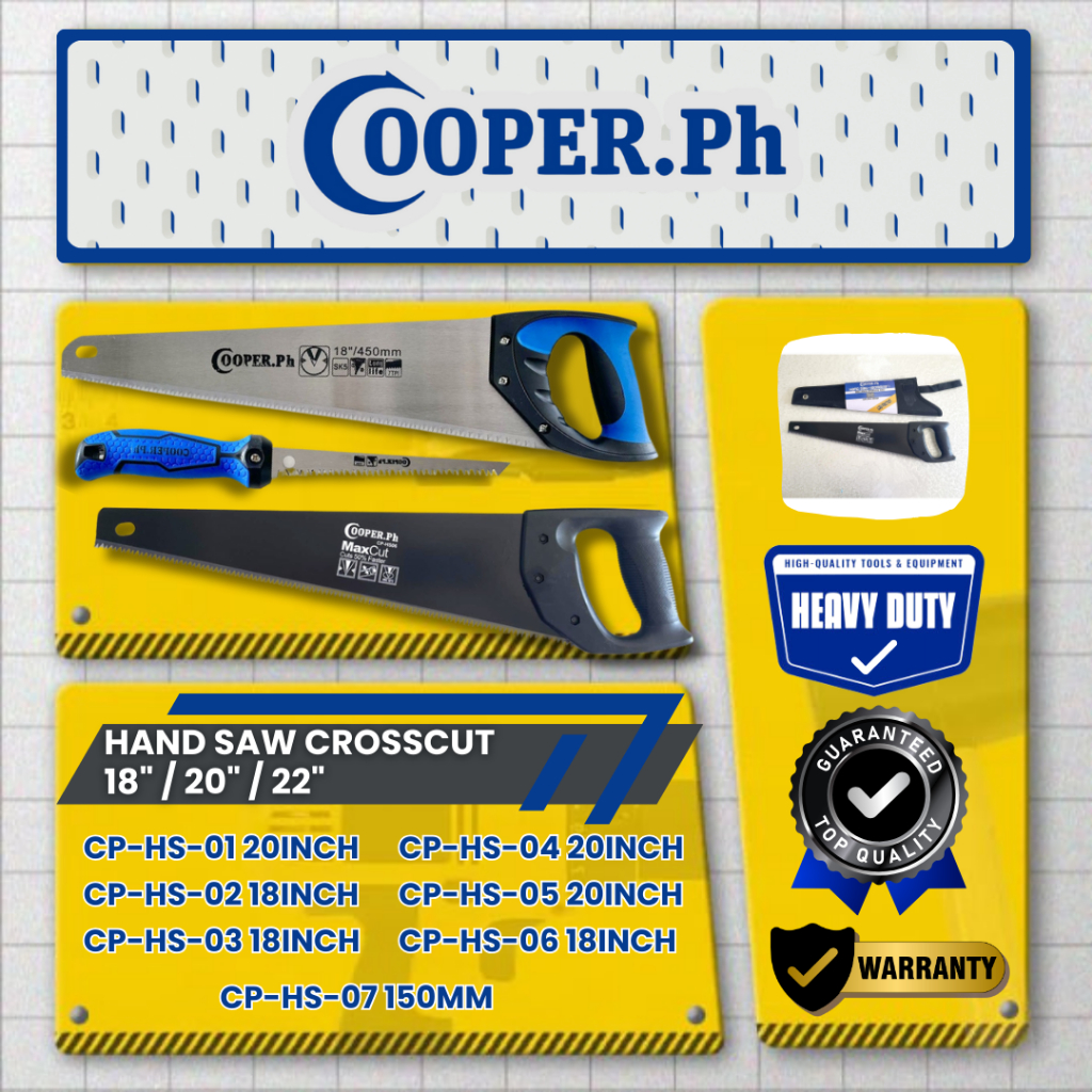 COOPER.PH Hand Saw Crosscut Handsaw 18" / 20" / 22" BLACK COLOR WITH ...
