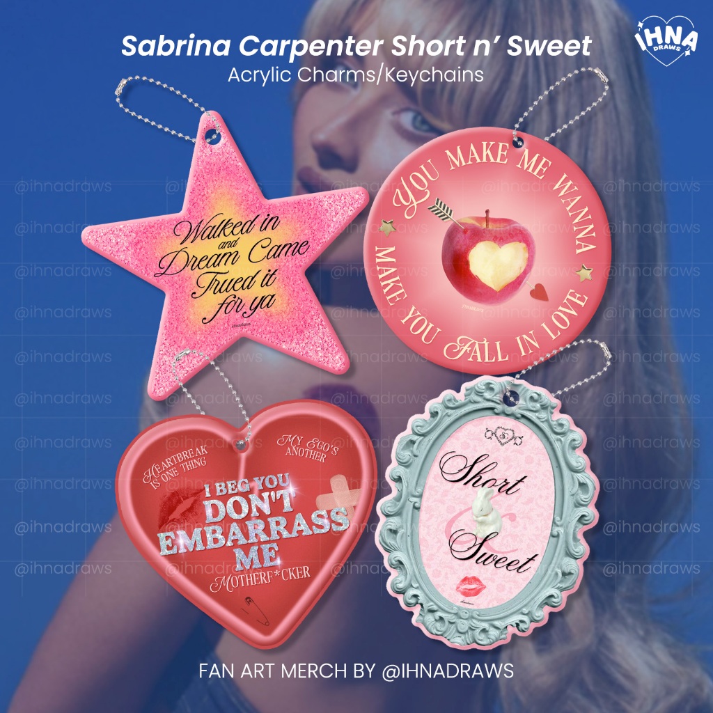 Short n' Sweet Sabrina Carpenter Keychains Charms please juno taste bed ...