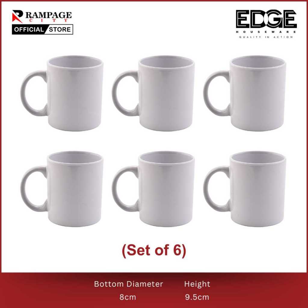 Edge Houseware set of 6 El Grande Style Large Ceramic 300ml Coffee Mug ...