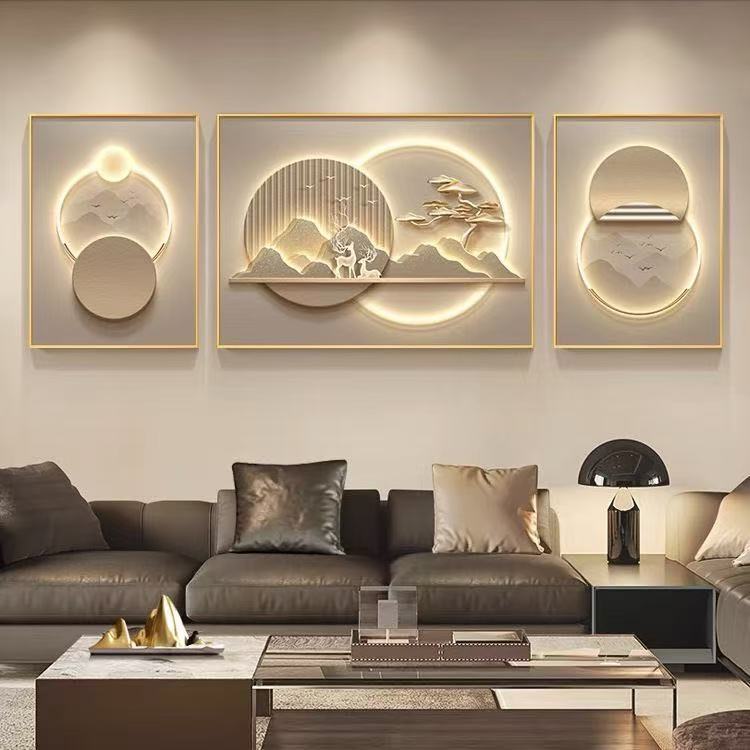 Modern mural 3 piece set Living room decoration mural sofa background ...