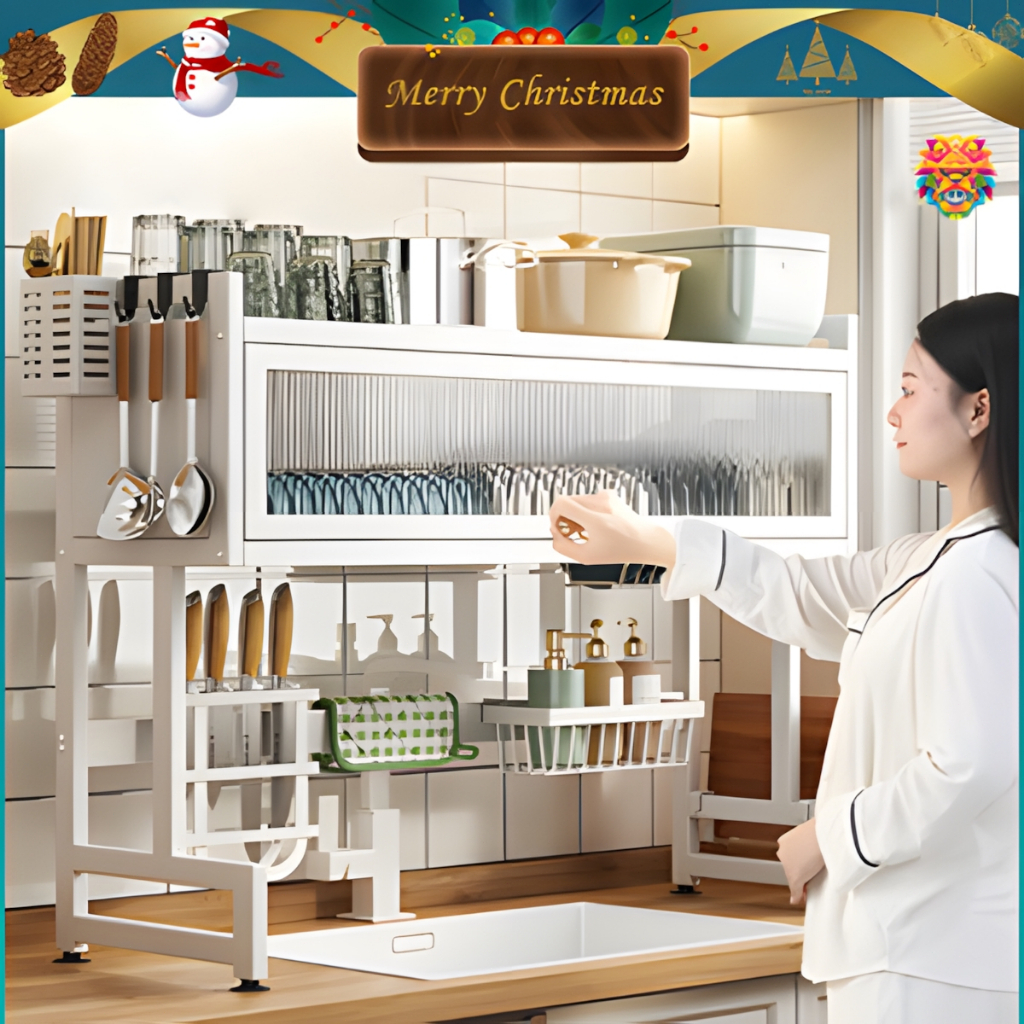 SereneHome Kitchen Sink Shelf for Home Dish and Bowl Storage Dustproof ...